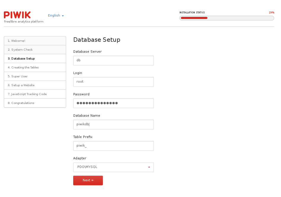 Installing Piwik with Docker and Ansible Installing Piwik with Docker and Ansible